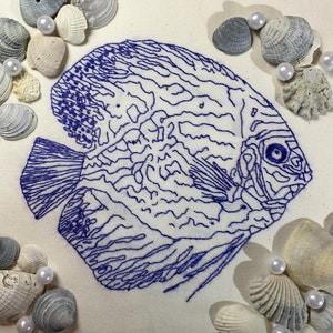 Blue Angel Fish Hand Embroidery Instant Download Pattern - Etsy