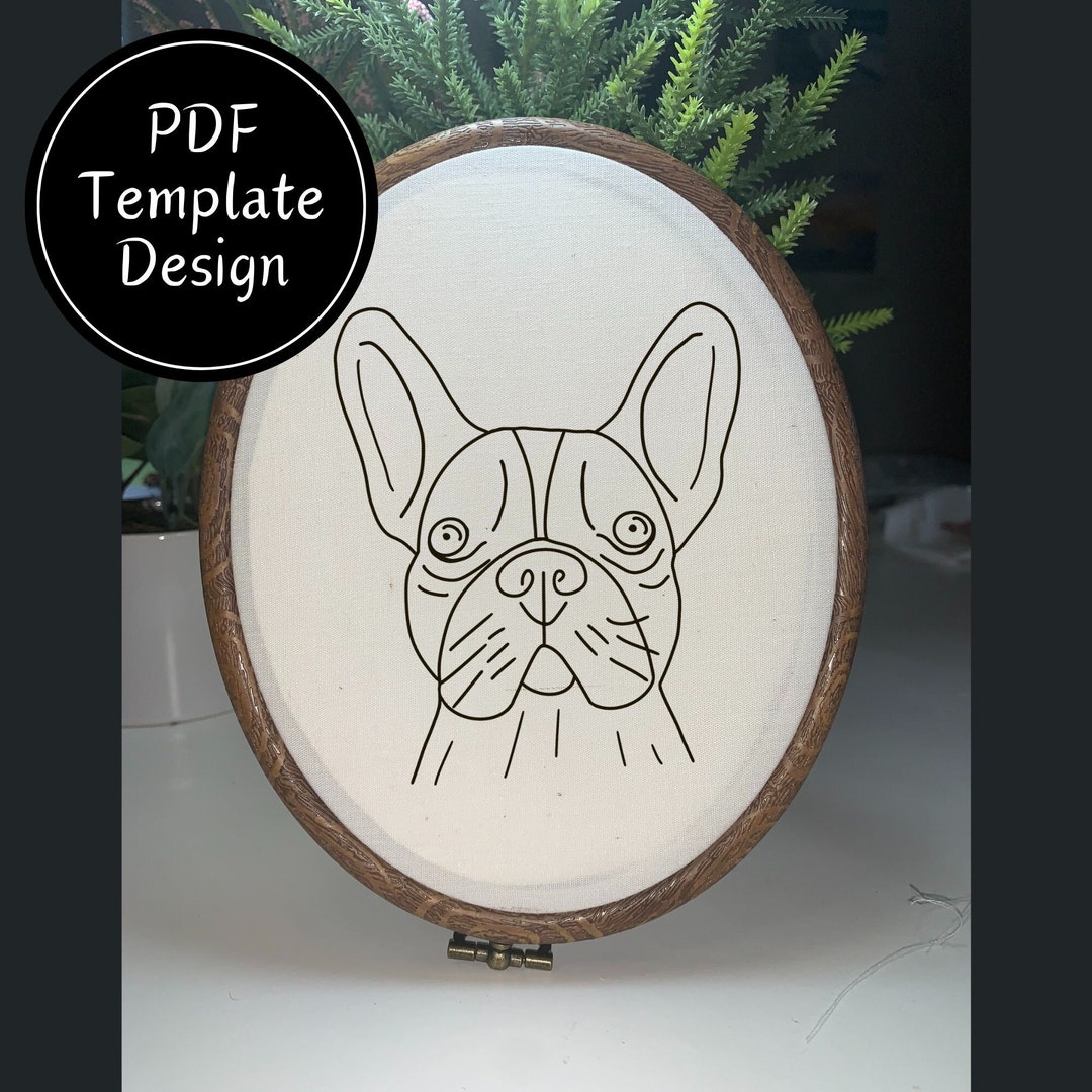 Frenchie Hand Embroidery Pattern - DIY Design - Etsy