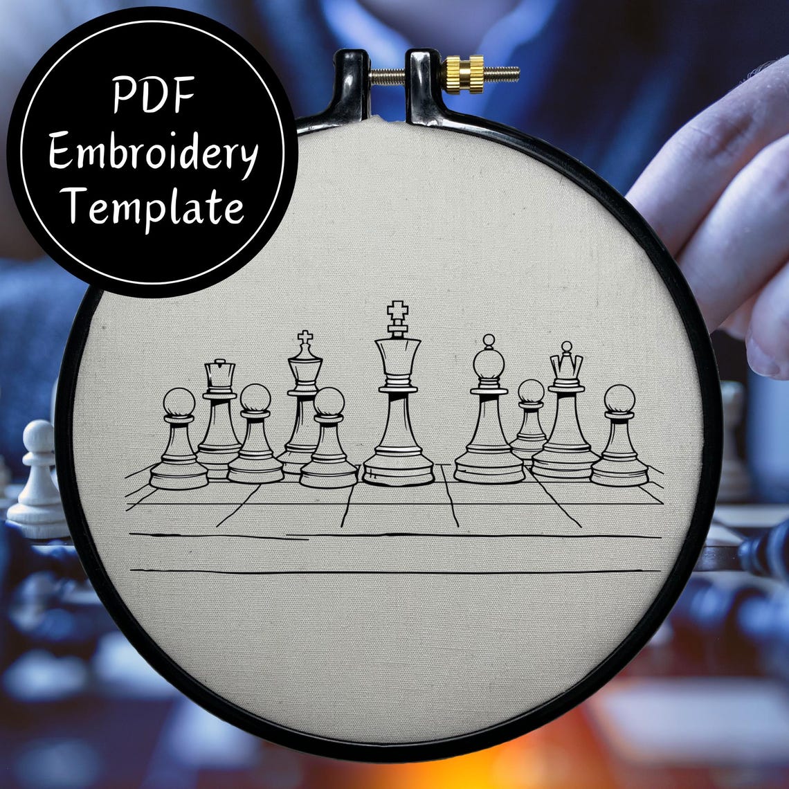Chess Game Board Hand Embroidery Pattern DIY Embroidery - Etsy