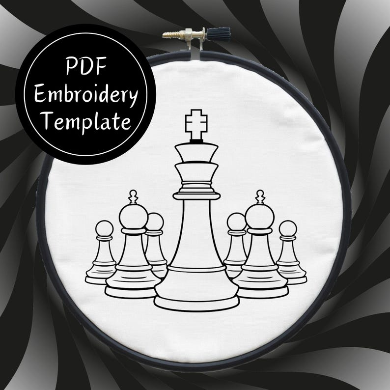 Chess King Hand Embroidery Pattern DIY Embroidery - Etsy