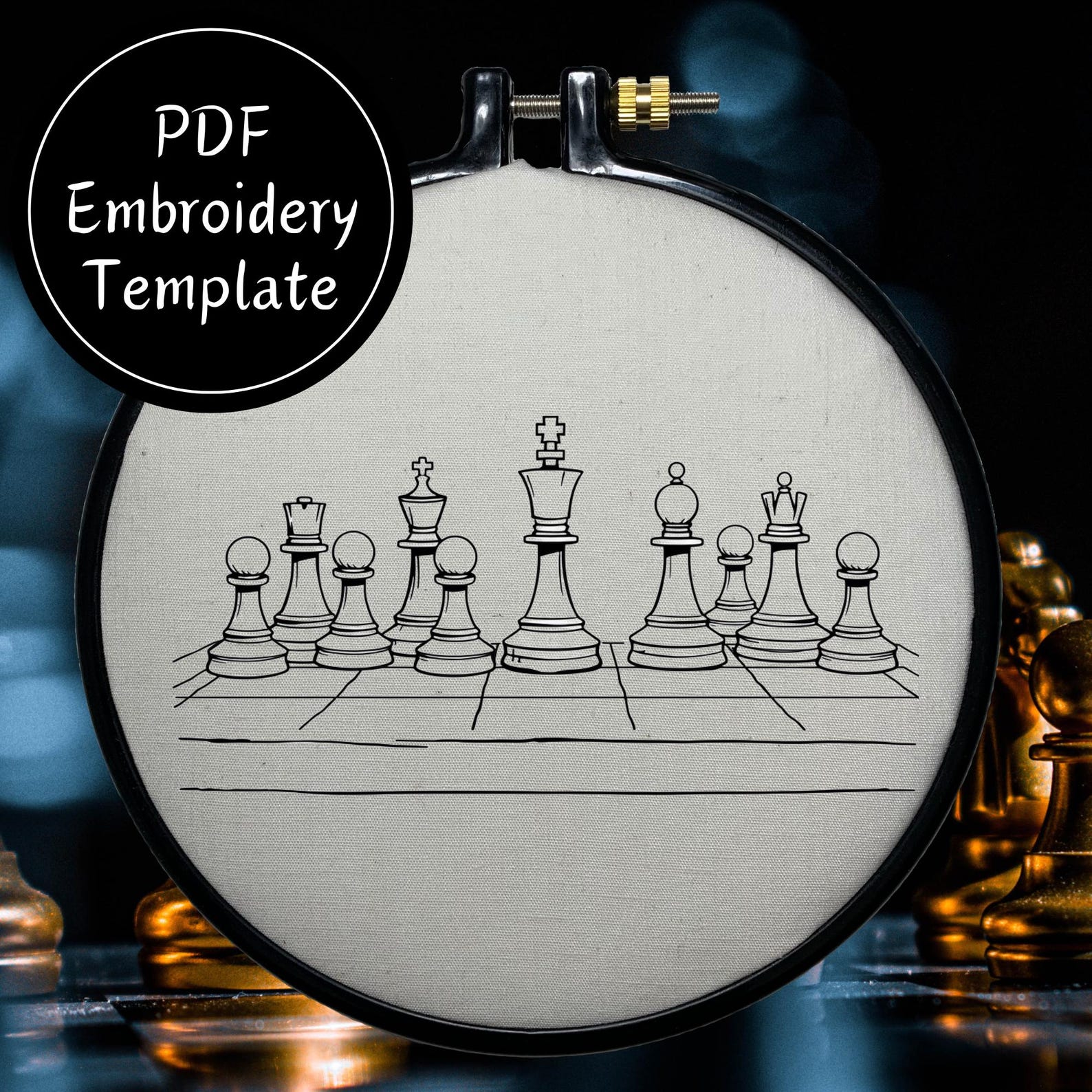 Chess Game Board Hand Embroidery Pattern DIY Embroidery - Etsy