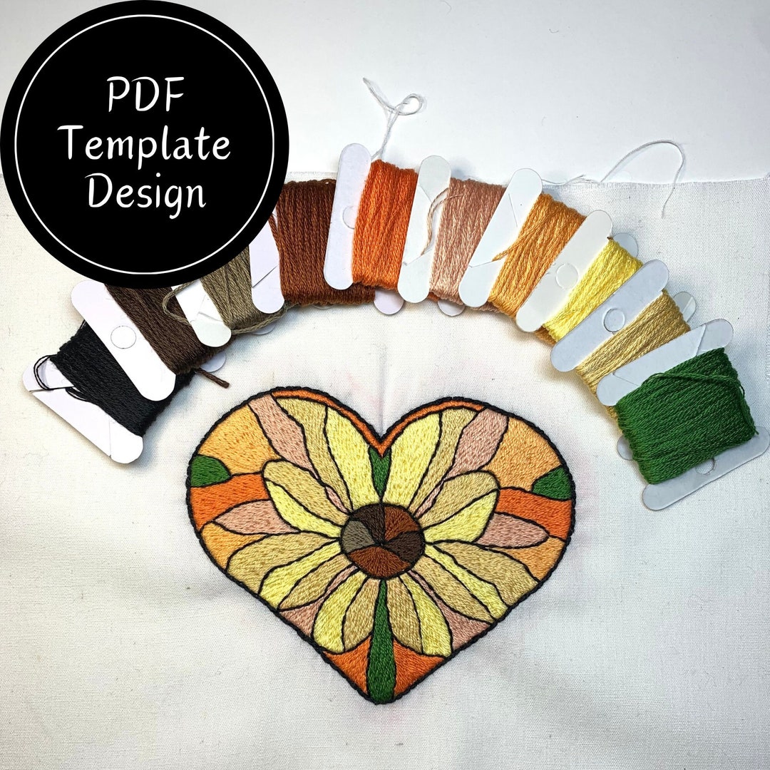 Sunflower Stained Glass Hand Embroidery Pattern - DIY Design - Etsy