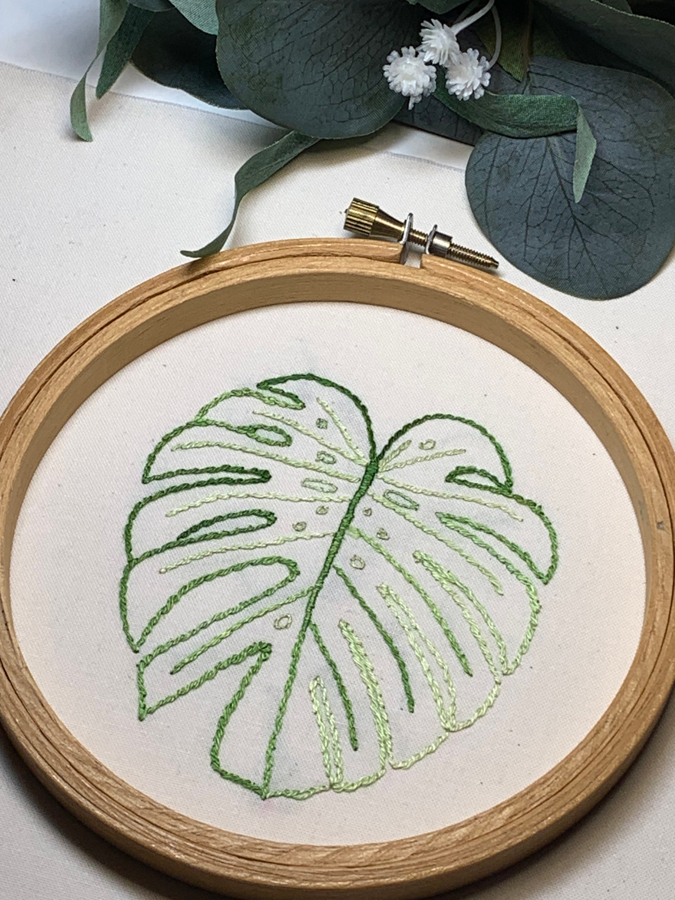 Stitch Your Own Monstera Magic! Hand Embroidery Leaf Pattern - Instant ...