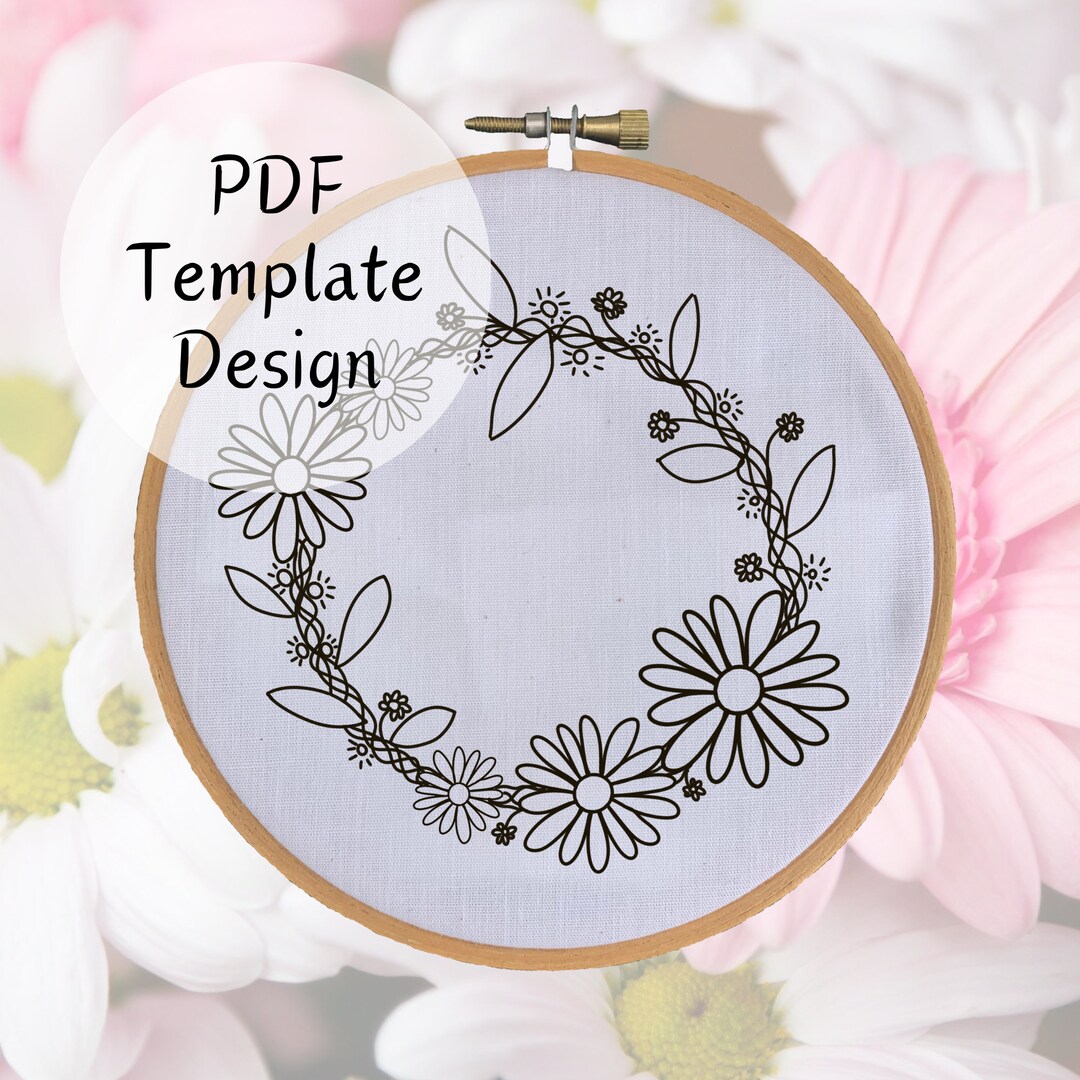 Daisy Chain Wreath Hand Embroidery Pattern - DIY Design - Etsy