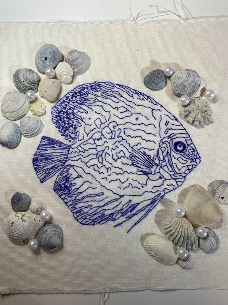 Blue Angel Fish Hand Embroidery Instant Download Pattern - Etsy
