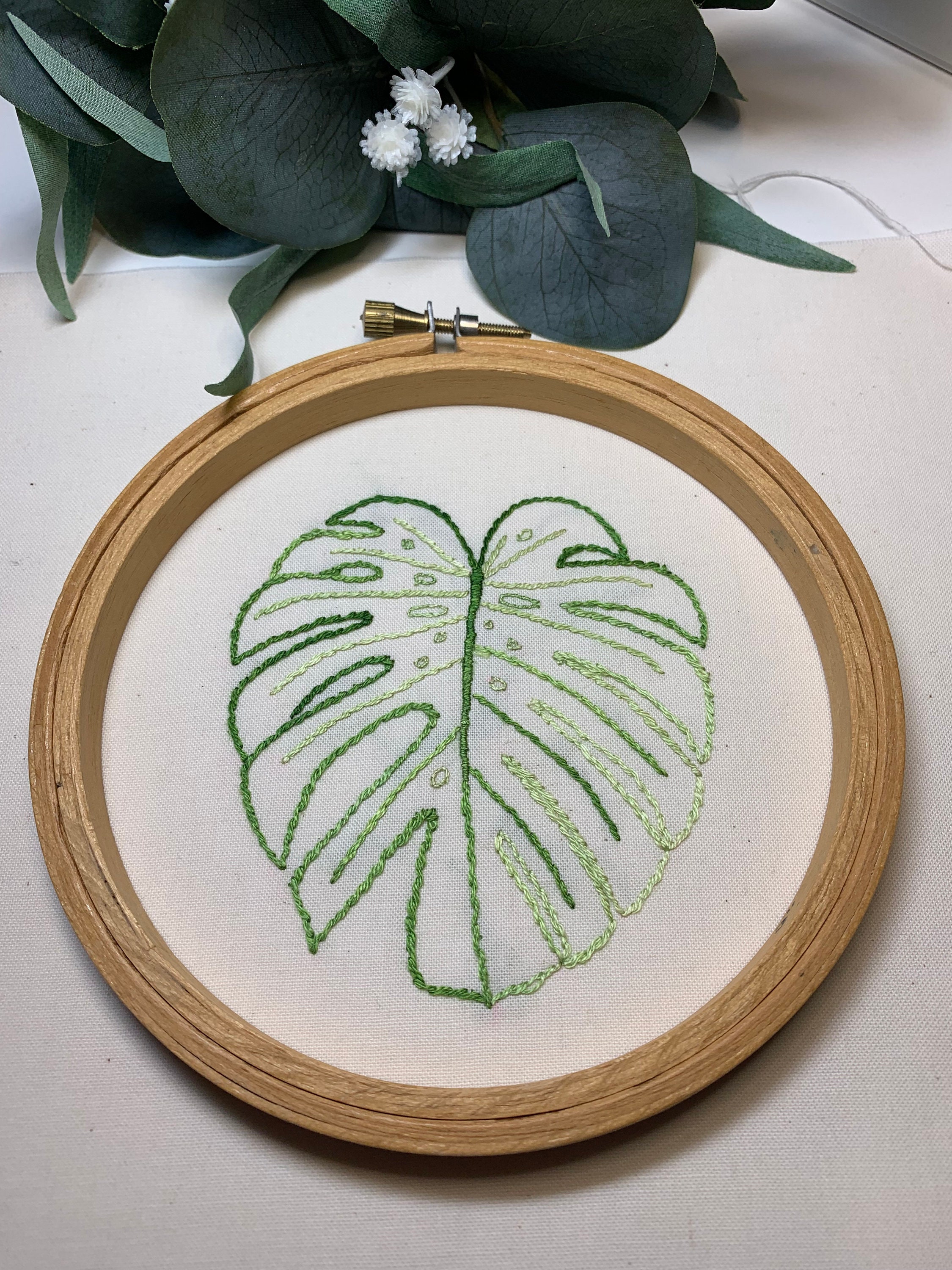 Stitch Your Own Monstera Magic! Hand Embroidery Leaf Pattern - Instant ...