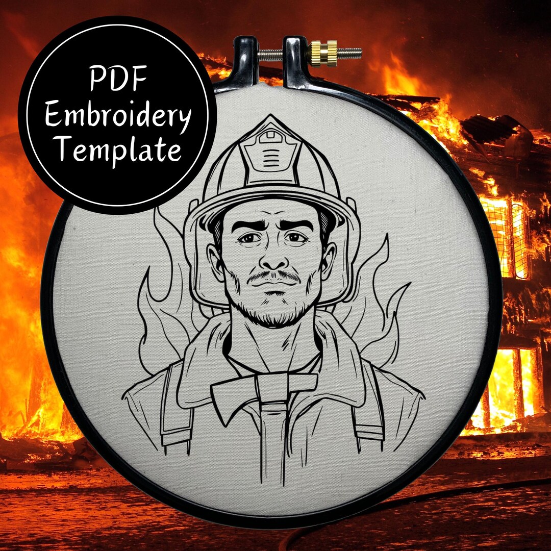 Fireman Hand Embroidery Pattern DIY Embroidery - Etsy