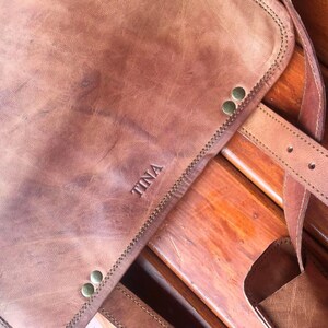 10-inch Leather Book Bag | Padded Notebook Compartments | Adjustable ...