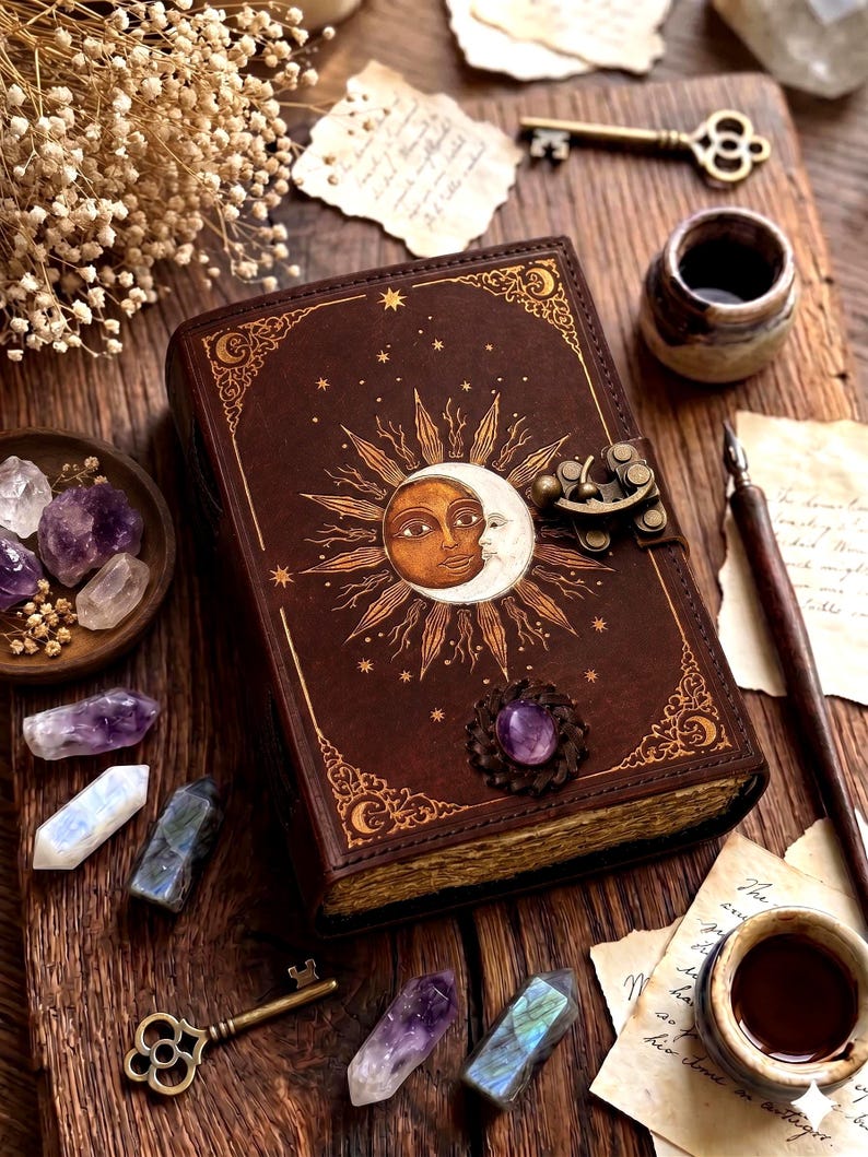 Sun-moon Leather Journal | 5 Stone Choices | 4 Paper Choices | 220 ...