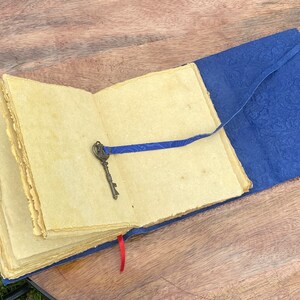 Blue Floral Embossed Leather Journal 4 Paper Choices Wrap Around Design ...