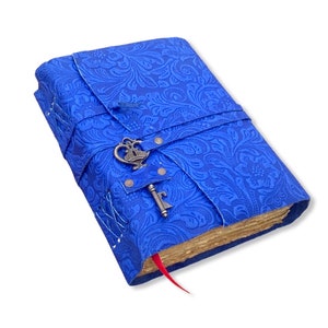 Blue Floral Embossed Leather Journal 4 Paper Choices Wrap Around Design ...