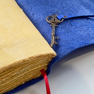 Blue Floral Embossed Leather Journal 4 Paper Choices Wrap Around Design ...