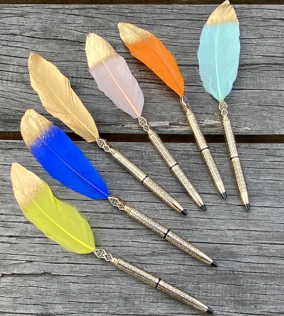 Feather Pen 9 Coloured Feathers 6 Inch Hand Painted - Etsy