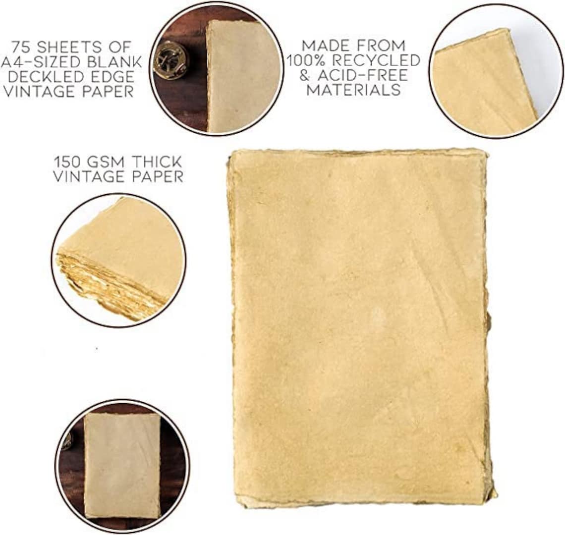 A4 Antique Paper- 75 Sheets | Leakproof Paper | Antique Handmade Paper ...
