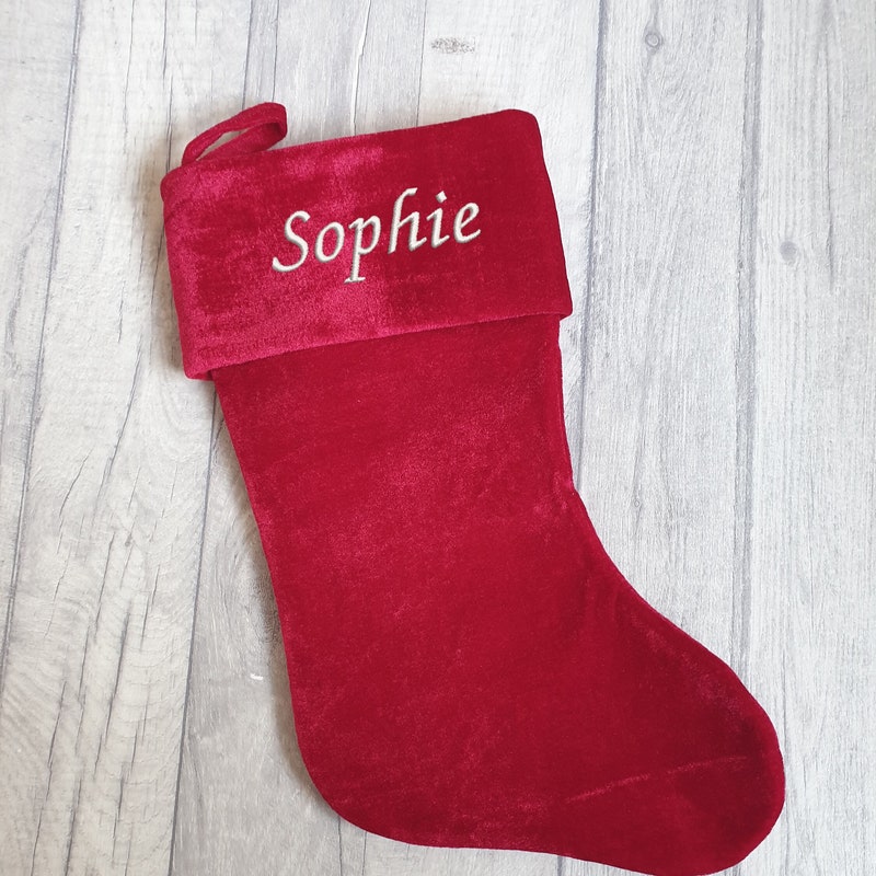 Embroidered Velvet Stocking - Etsy