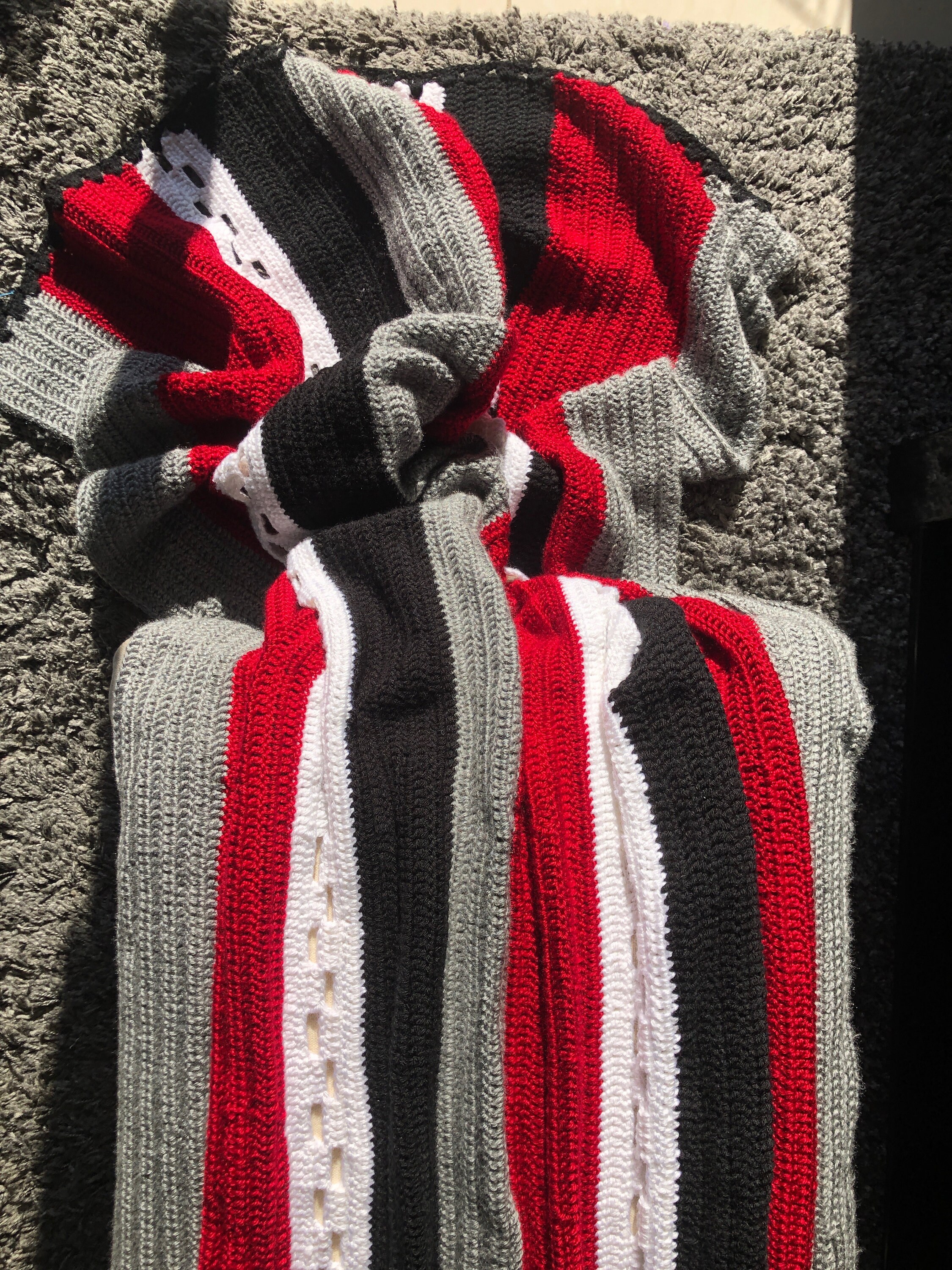 60 Length 42 Wide Red, Black, Grey and White Crochet Throw - Etsy