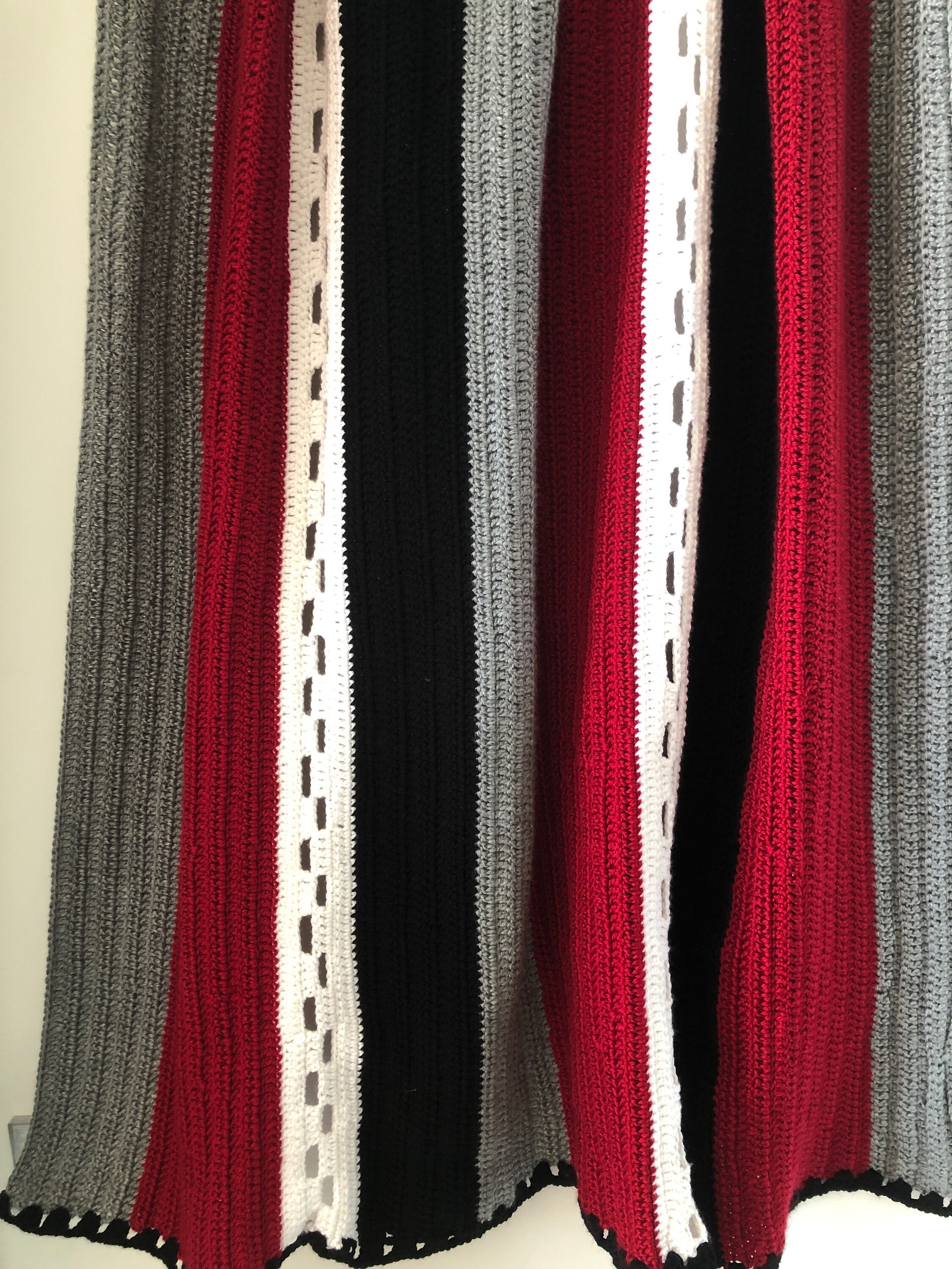 60 Length 42 Wide Red, Black, Grey and White Crochet Throw - Etsy