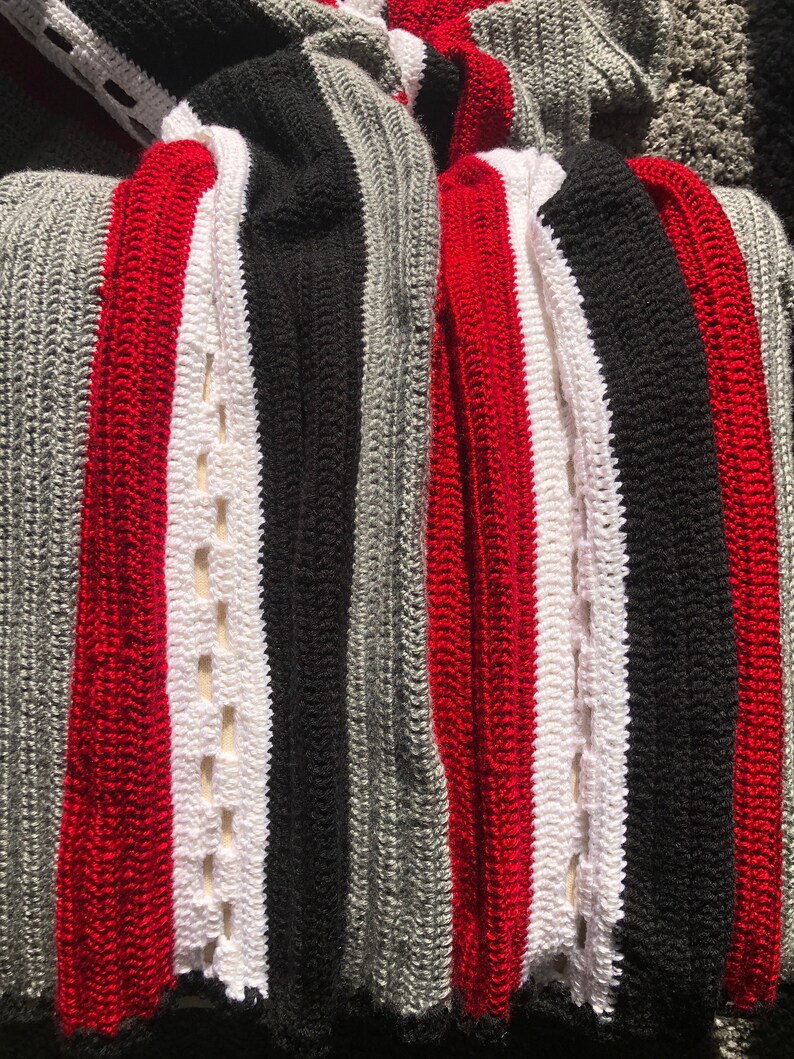60 Length 42 Wide Red Black Grey and White Crochet Throw - Etsy