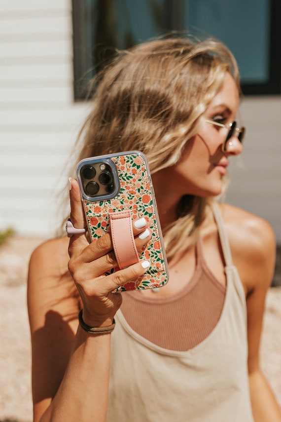 Summer Garden Vegan Leather iPhone Case with Card Holder Finger Loop Adjustable Kickstand Walli Cases Etsy