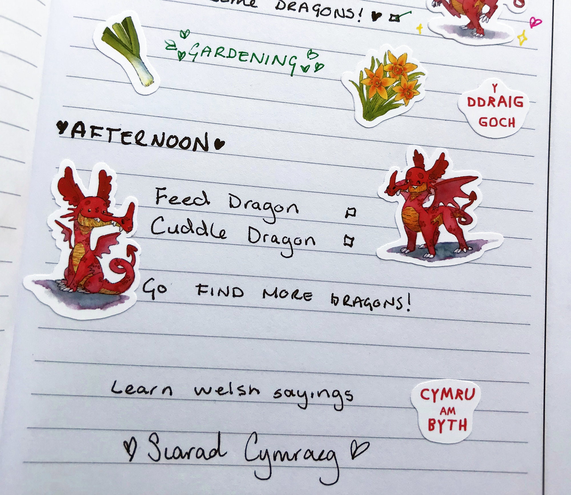 Welsh Dragon Sticker Sheet, Welsh Gifts , Wales, Bujo Stickers, Welsh ...