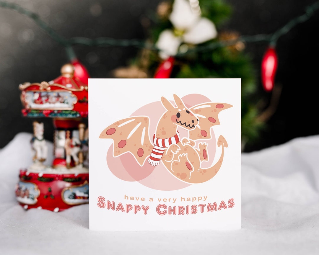 Gingerbread Dragon Christmas Card Fantasy Christmas Cards - Etsy