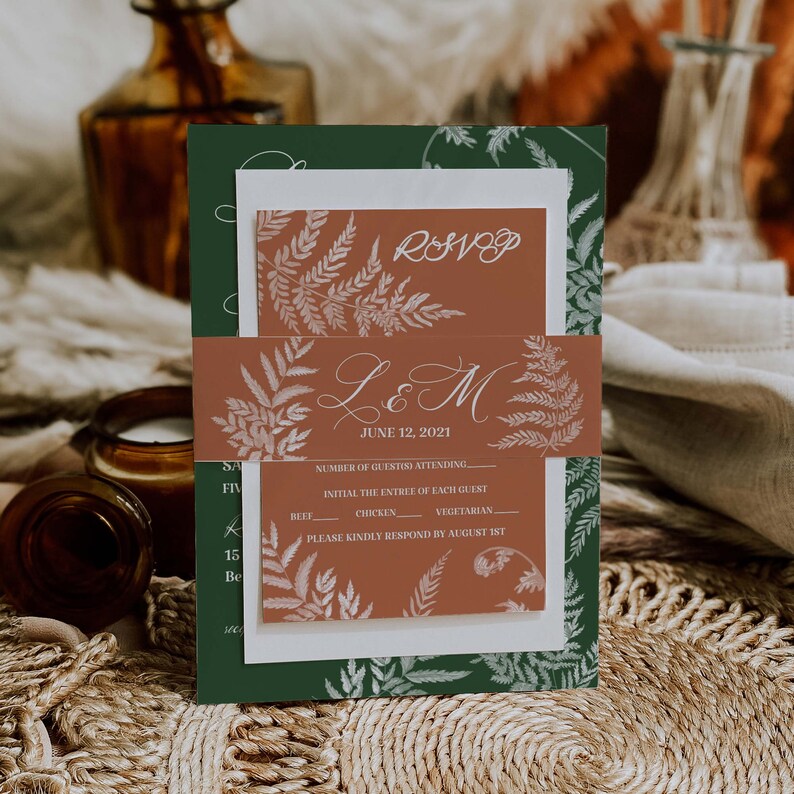 Forest Wedding Invitation Set Template Fern Wedding - Etsy