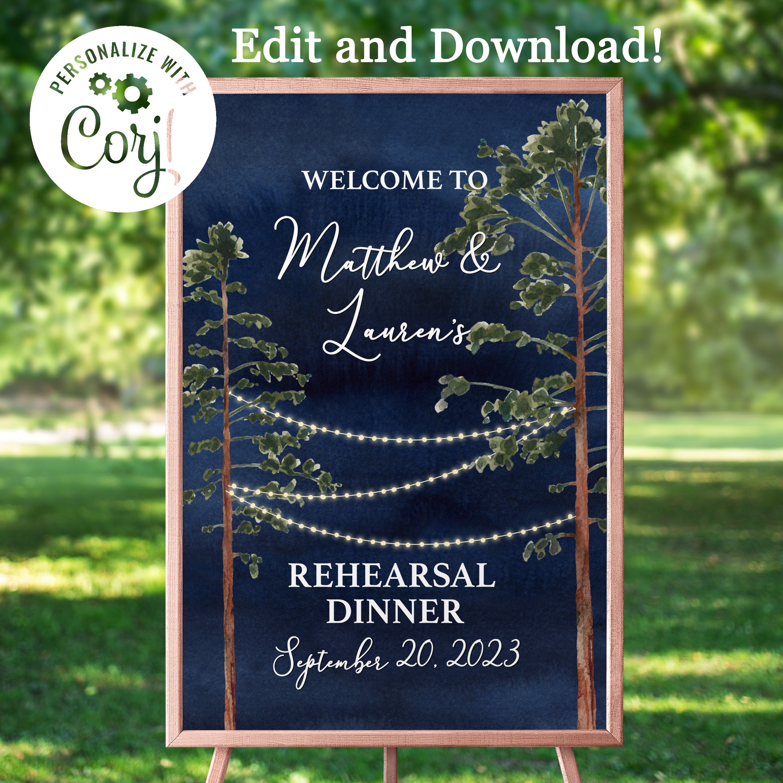 Rehearsal Dinner Welcome Sign Template, Woodland Wedding, Forest ...
