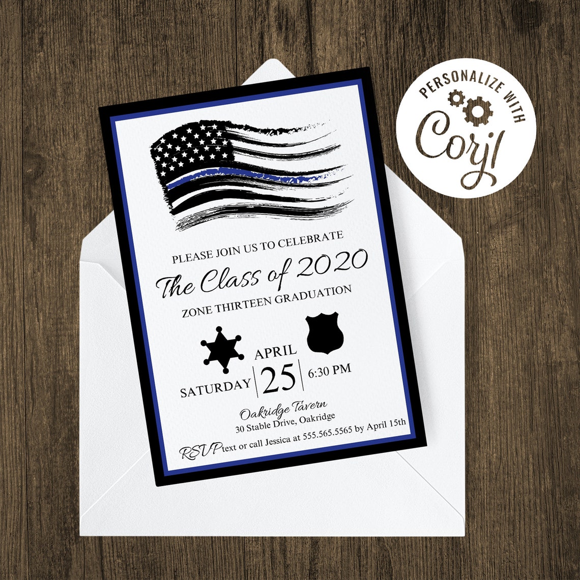 Academy Police Graduation Invitation Template Print Your Own - Etsy