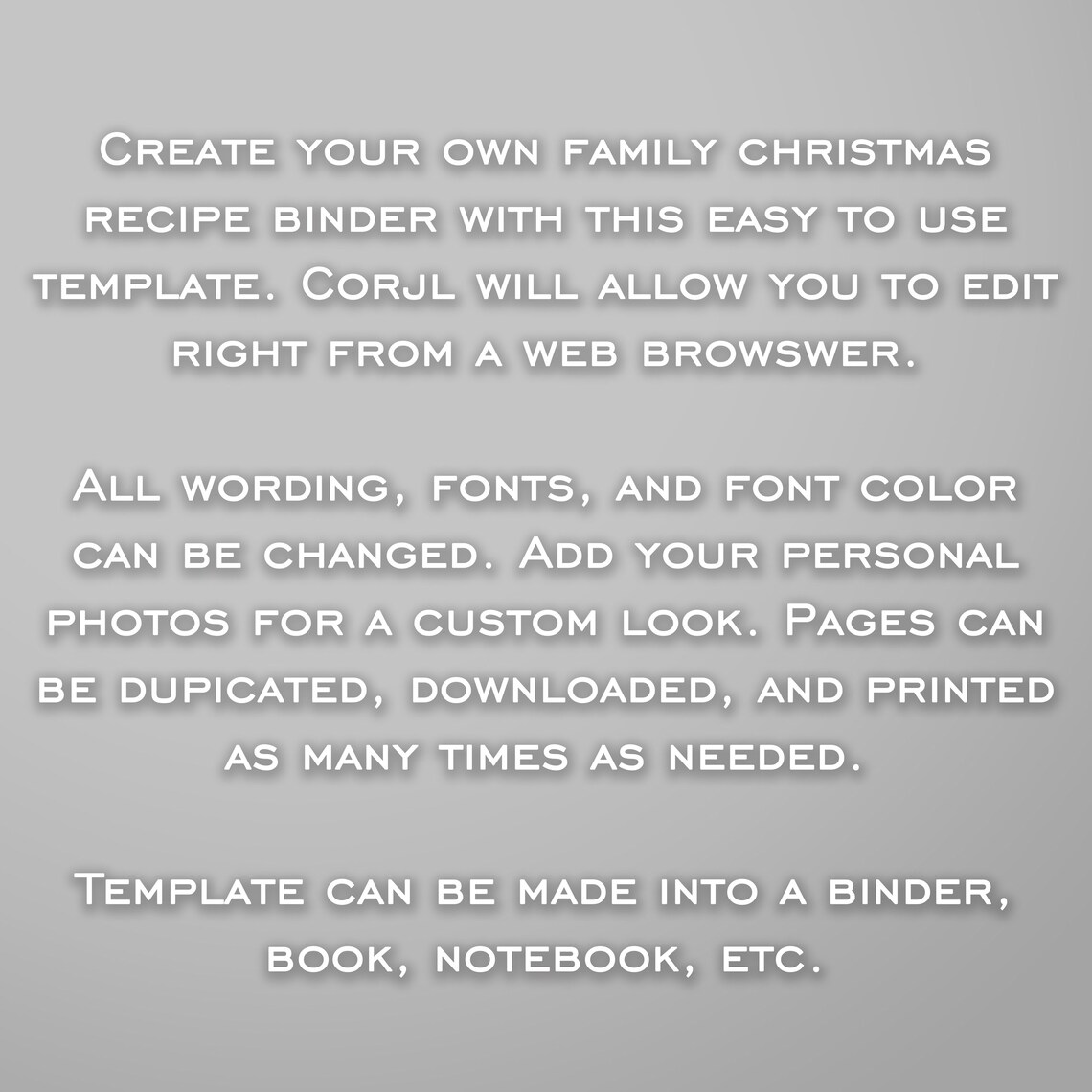 Recipe Book Template Christmas Recipe Book Template Holiday - Etsy