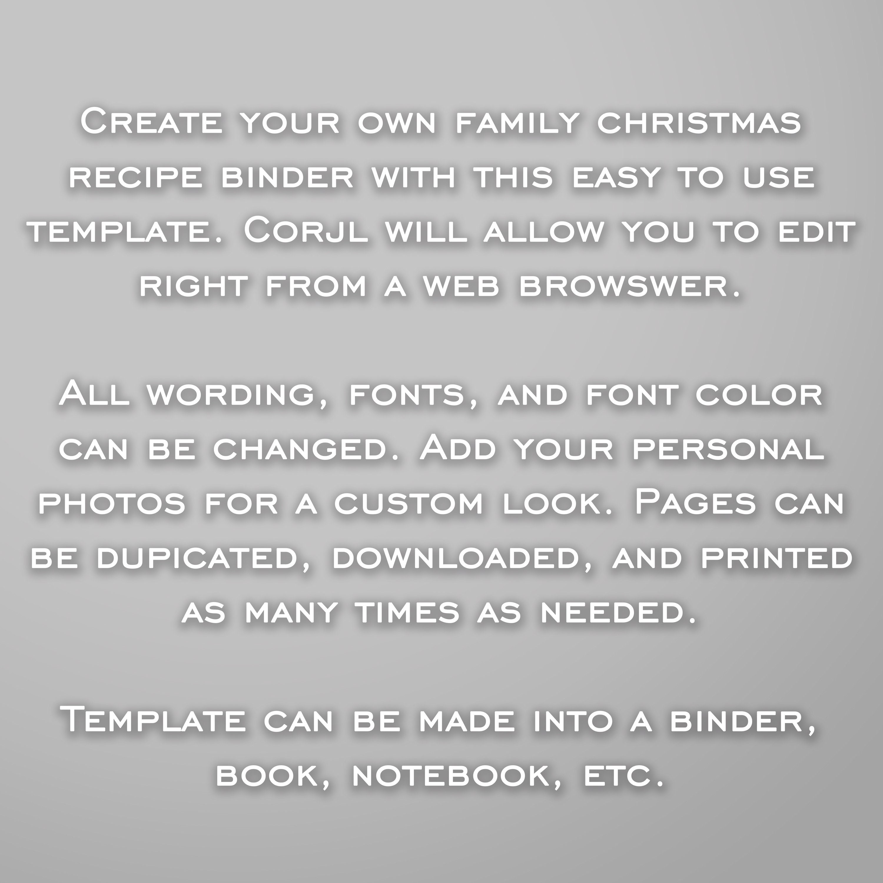 Recipe Book Template, Christmas Recipe Book Template, Holiday Recipe ...