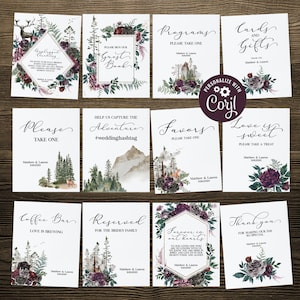 Rustic Wedding Sign Set Templates, Printable, Editable, Wedding ...
