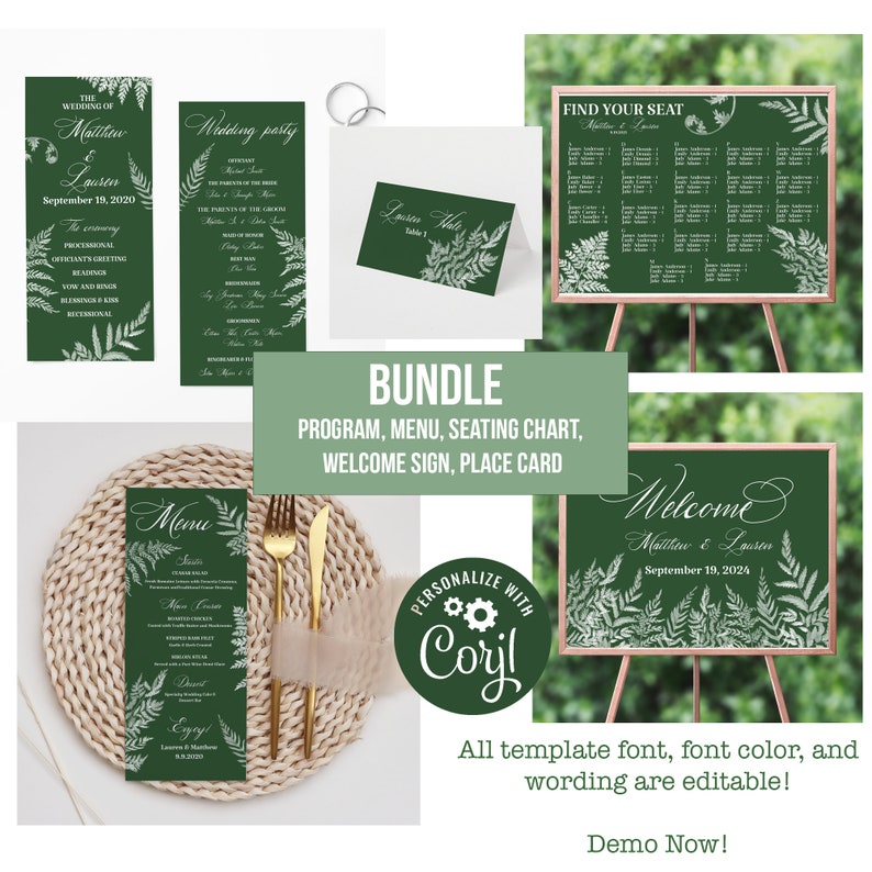 Fern Forest Wedding Templates, Rustic Wedding Printable, Woodland ...