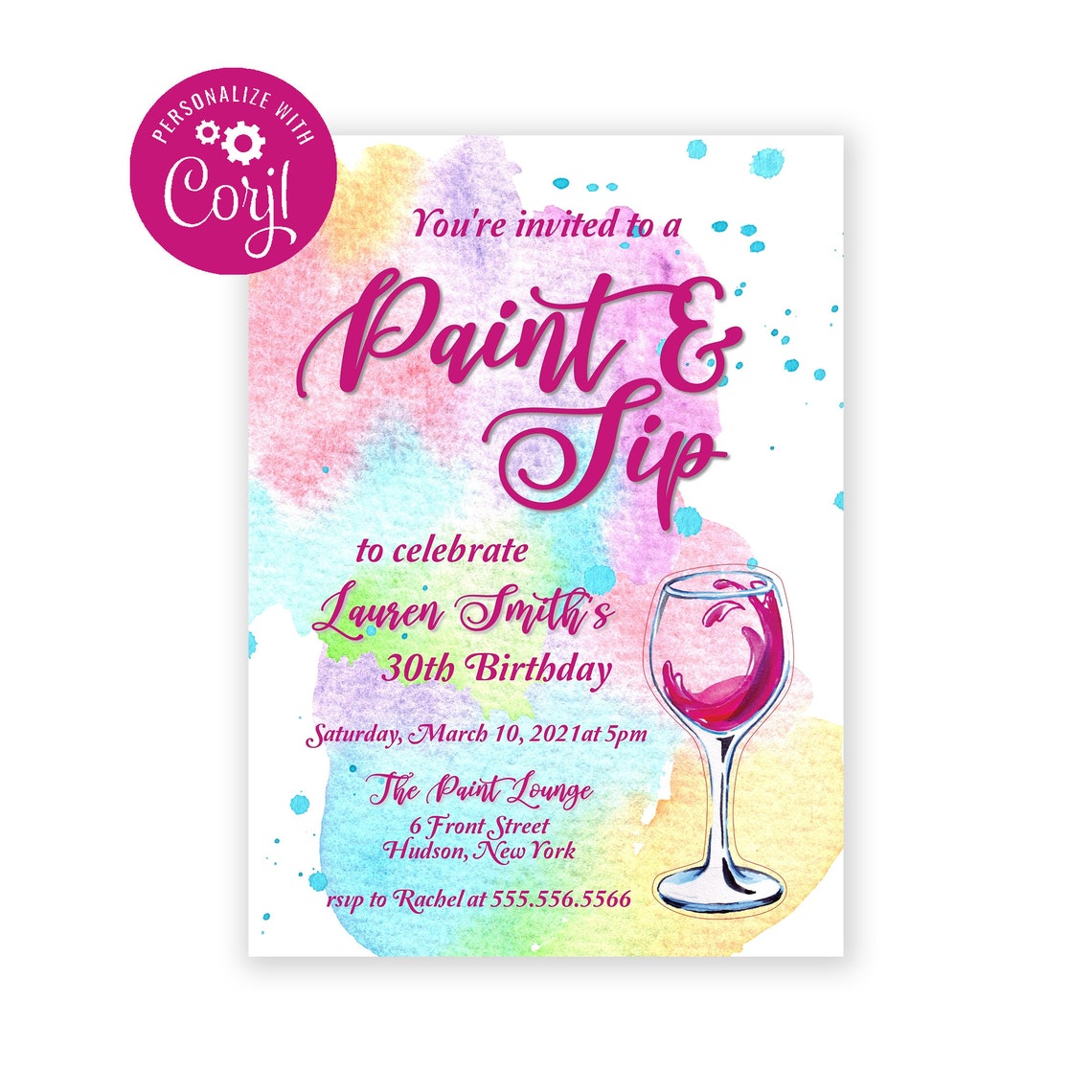 Paint and Sip Invitation Template Paint and Sip Birthday - Etsy