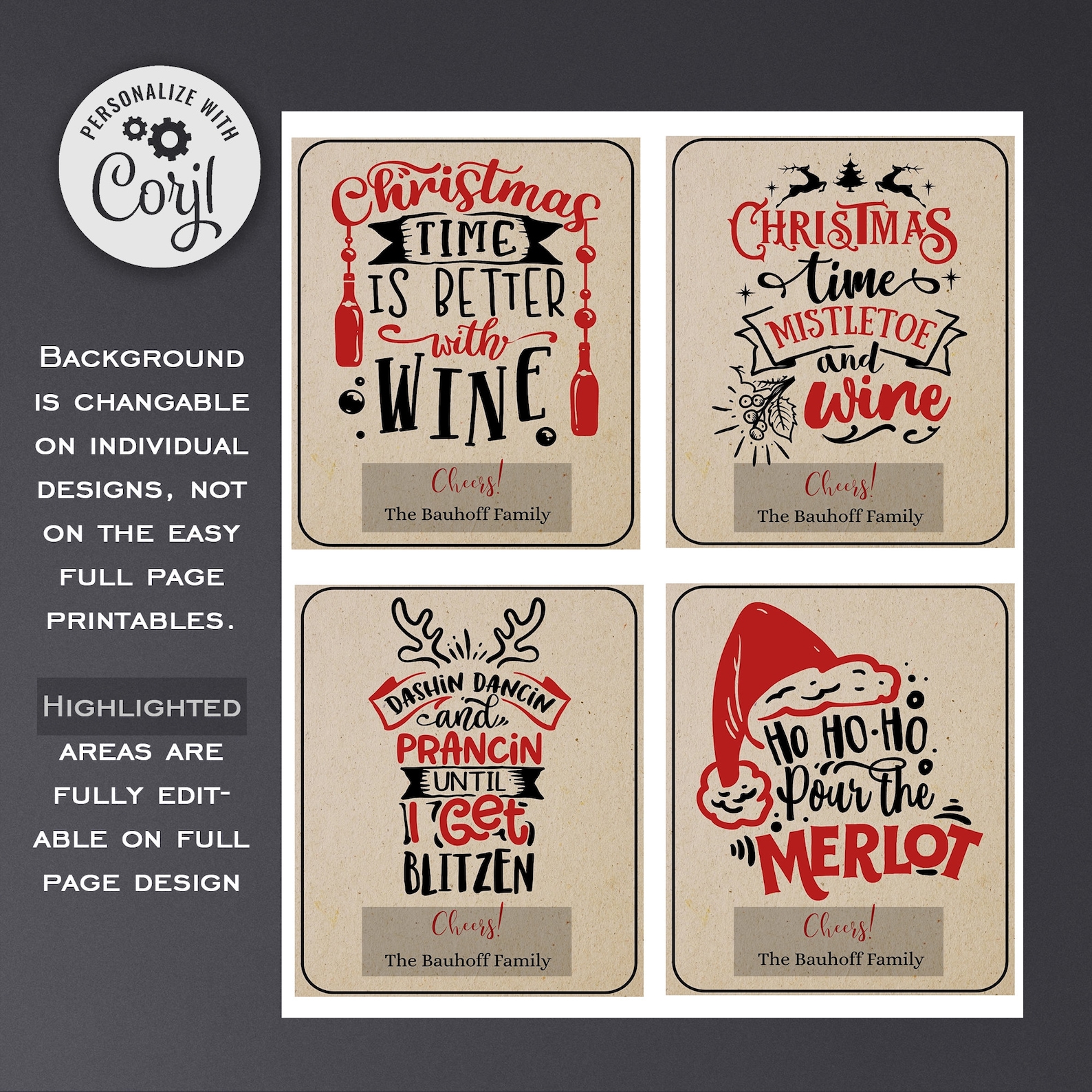 Christmas Gift Wine Label Template Digital Download Wine - Etsy