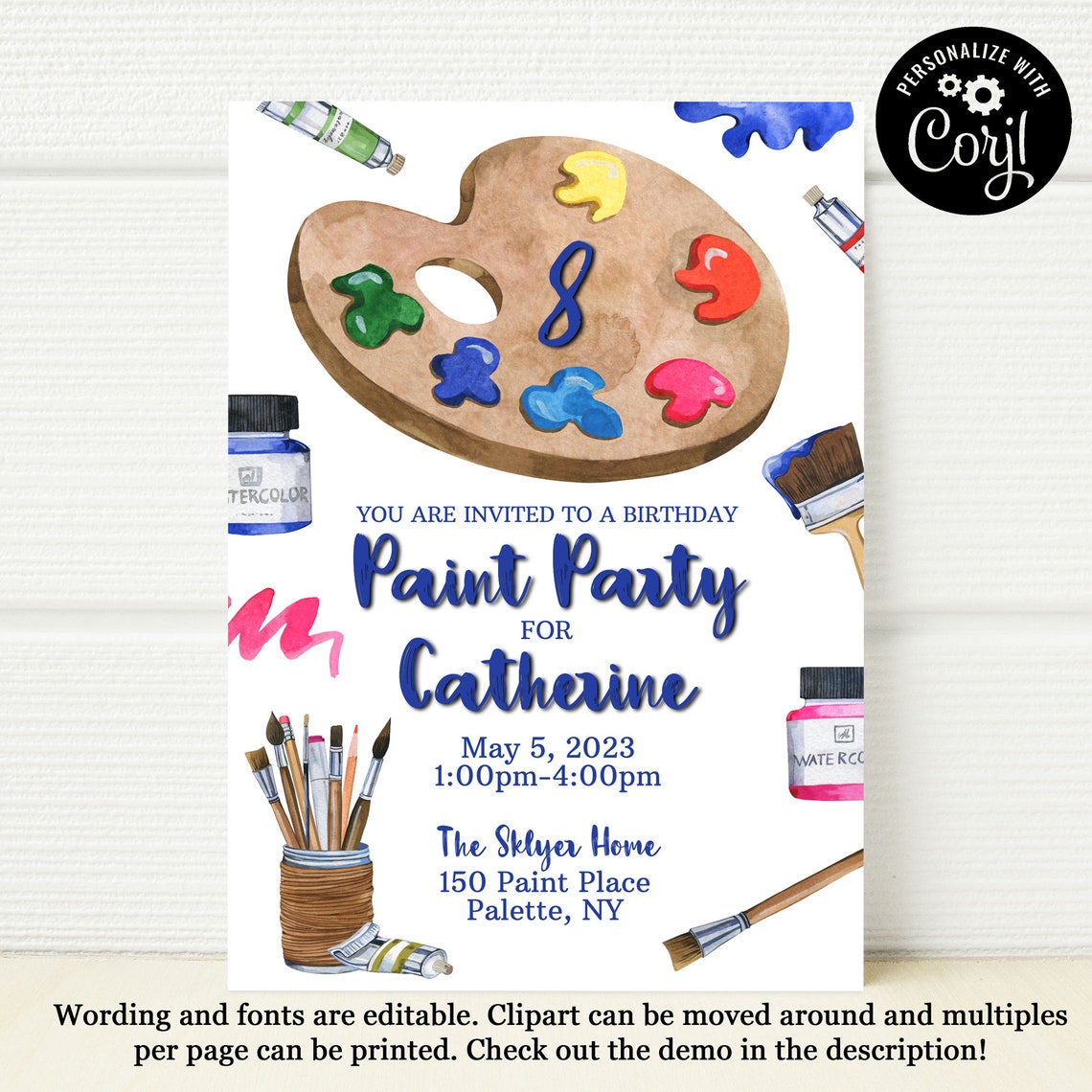 Paint Party Invitation Template Paint Birthday Party Invite - Etsy