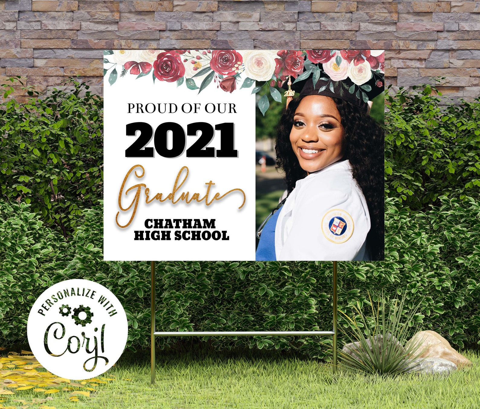 Senior Graduation Yard Sign Template CHANGE COLORS Yard Sign | Etsy