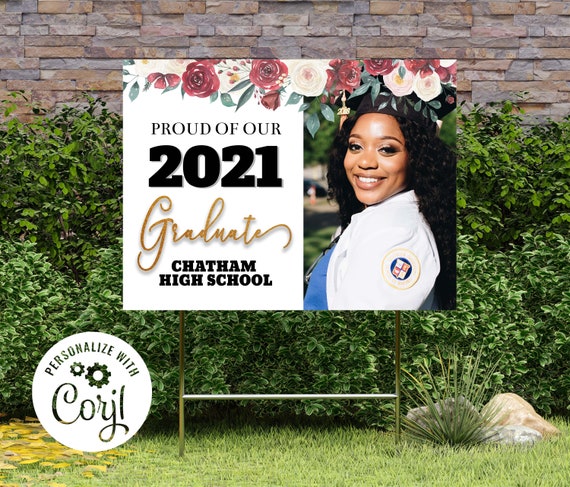 Senior Graduation Yard Sign Template CHANGE COLORS Yard Sign | Etsy
