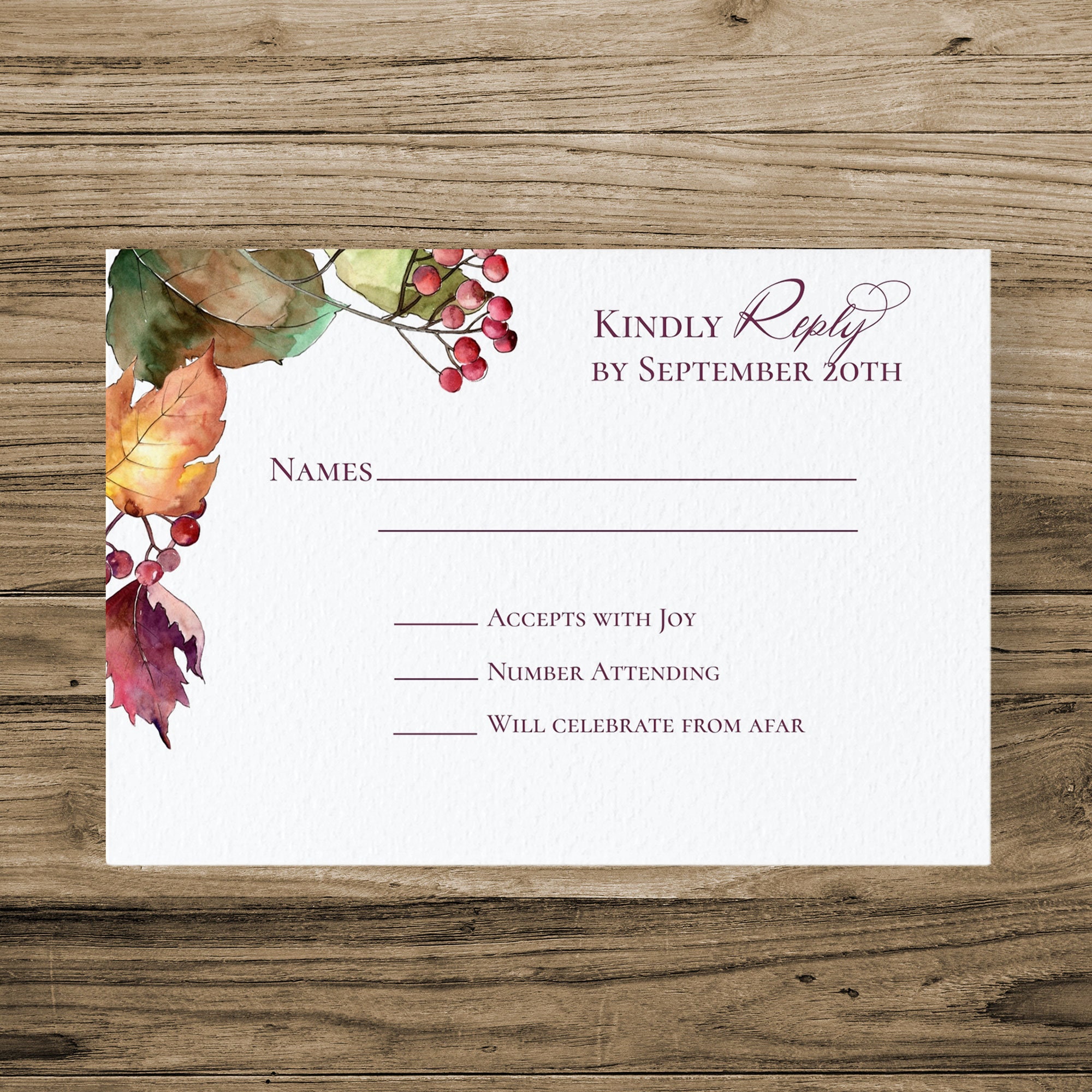 Fall Wedding Invitation Set Template - Etsy