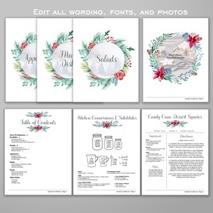 Recipe Book Template, Christmas Recipe Book Template, Holiday Recipe ...