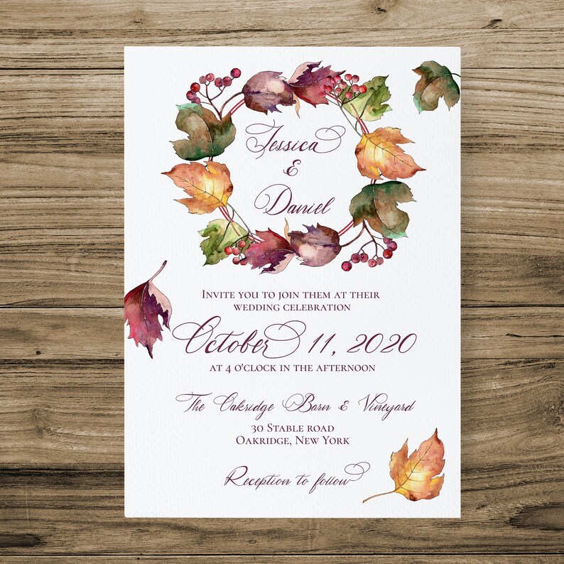 Fall Wedding Invitation Set Template - Etsy
