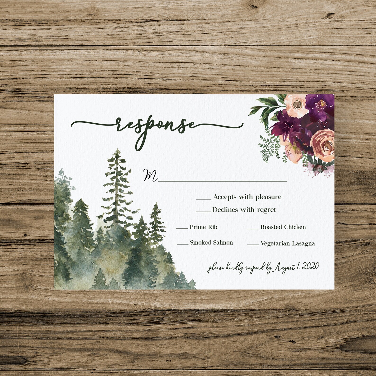 Rustic Wedding Invitation Template, Rustic Wedding Invite, Woodland ...