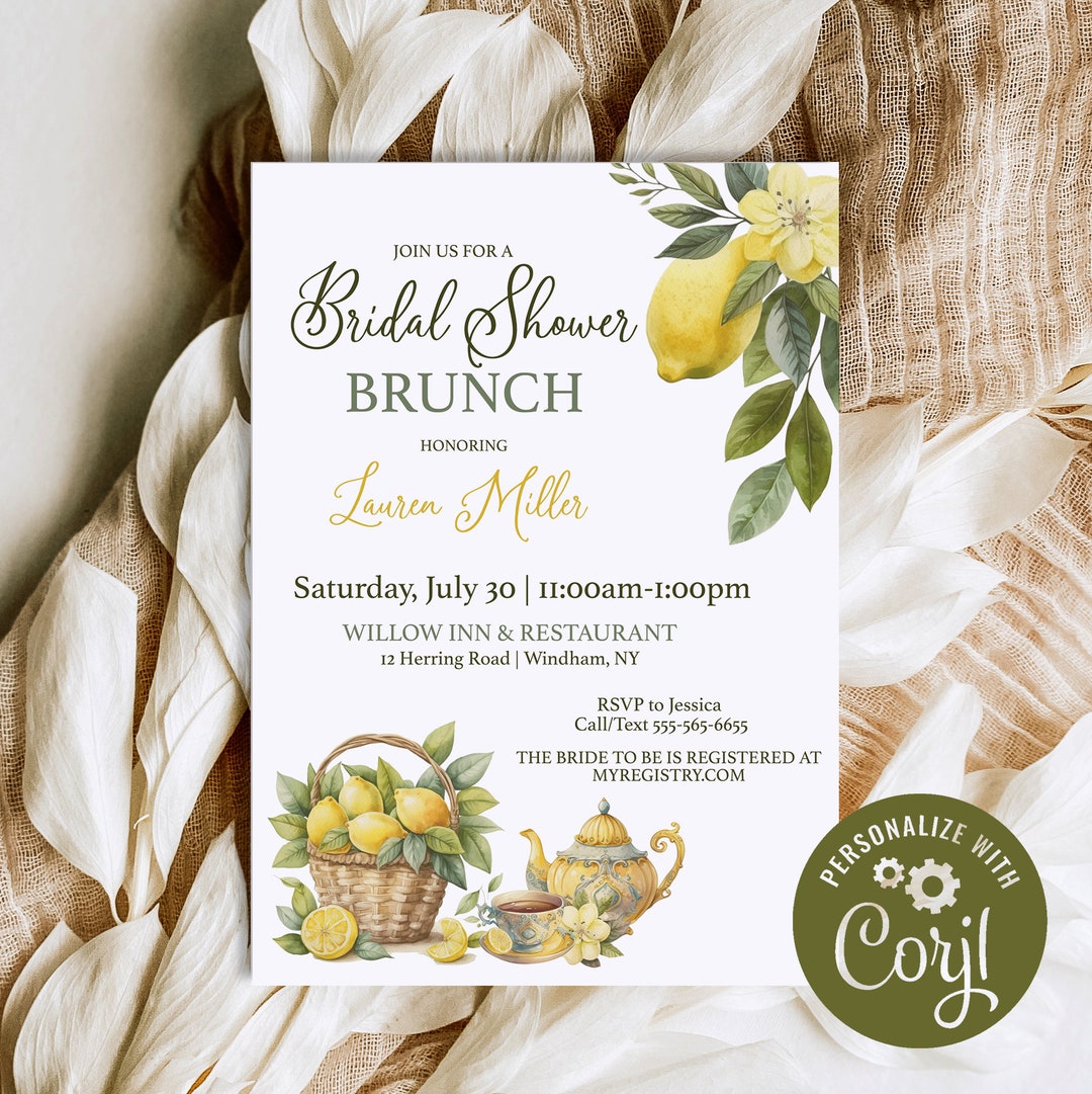 Lemon Theme Bridal Shower, Bridal Shower Brunch Invitation, Lemon ...