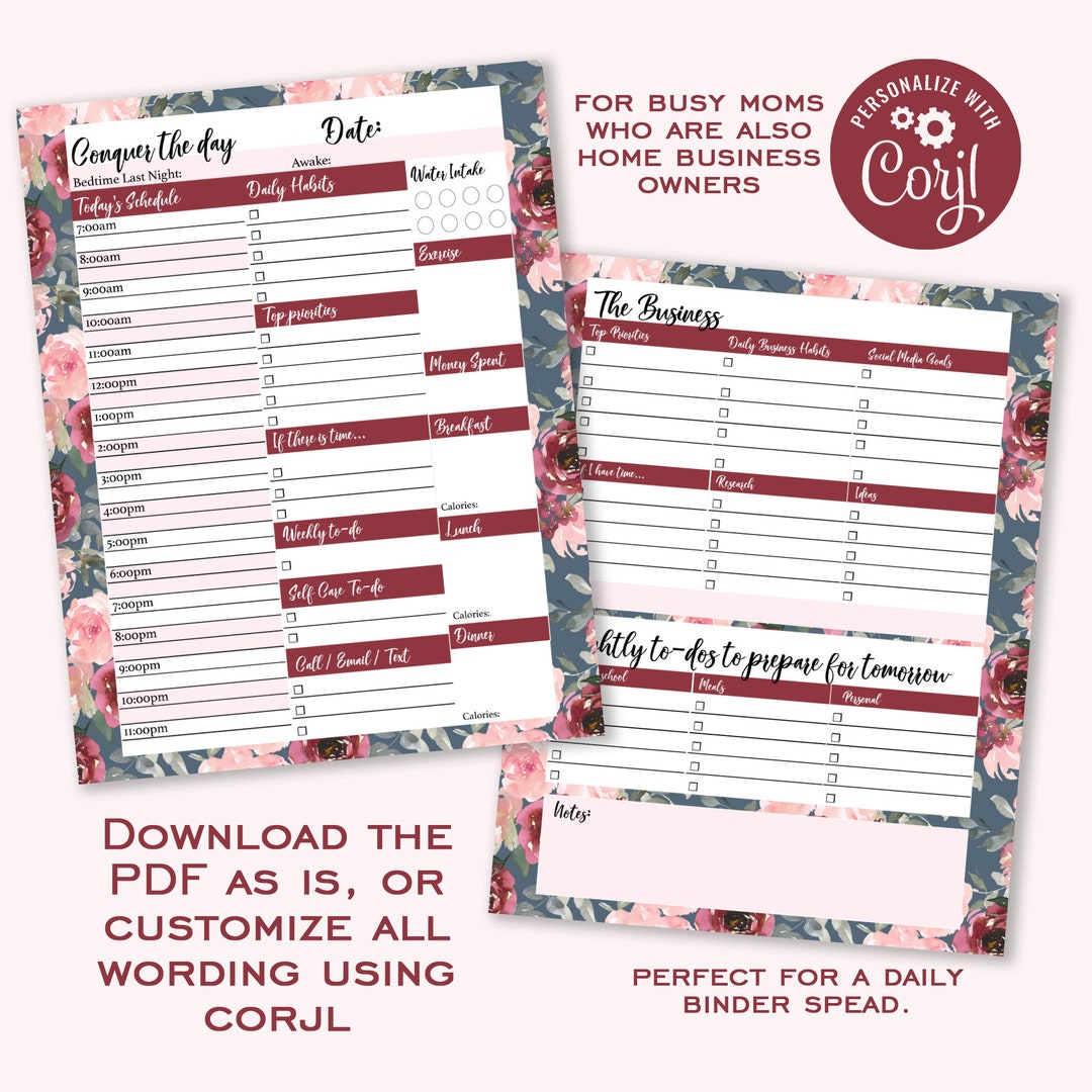Mom Business Owner Planner Template, Mom Boss Planner, Daily Planner ...