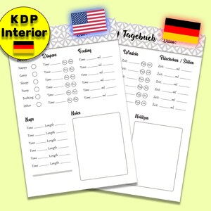 2 X BABY Log Book in GERMAN and English 120 Pages 6x9 - Etsy