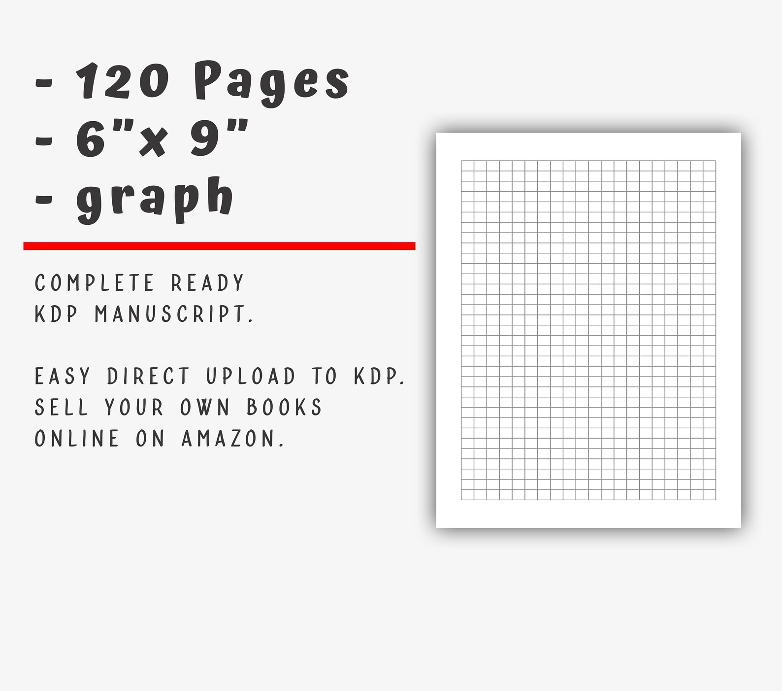 120 Pages 6x9" Templates for KDP - Checked Graph Template Ready ...