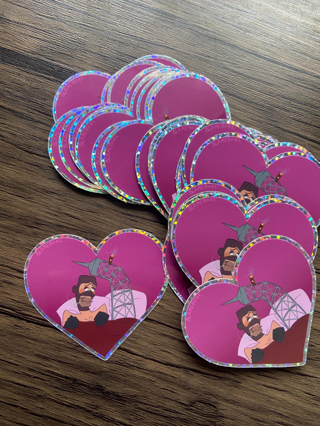 French Love Spy Heart Sticker - Sparkly! - Etsy