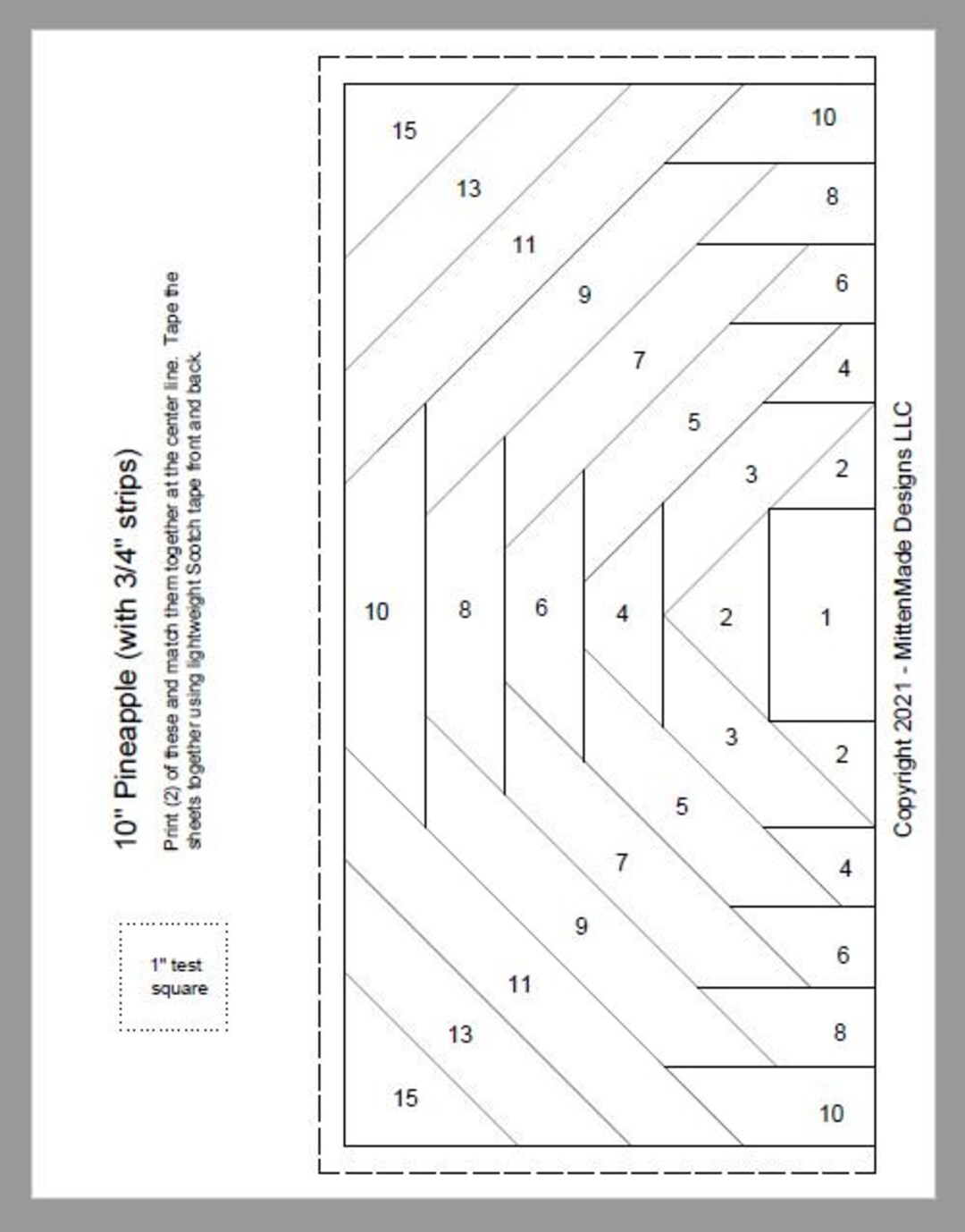 FPP - Print Your Own - 3 Variations of 10" Pineapple Block - Foundation ...