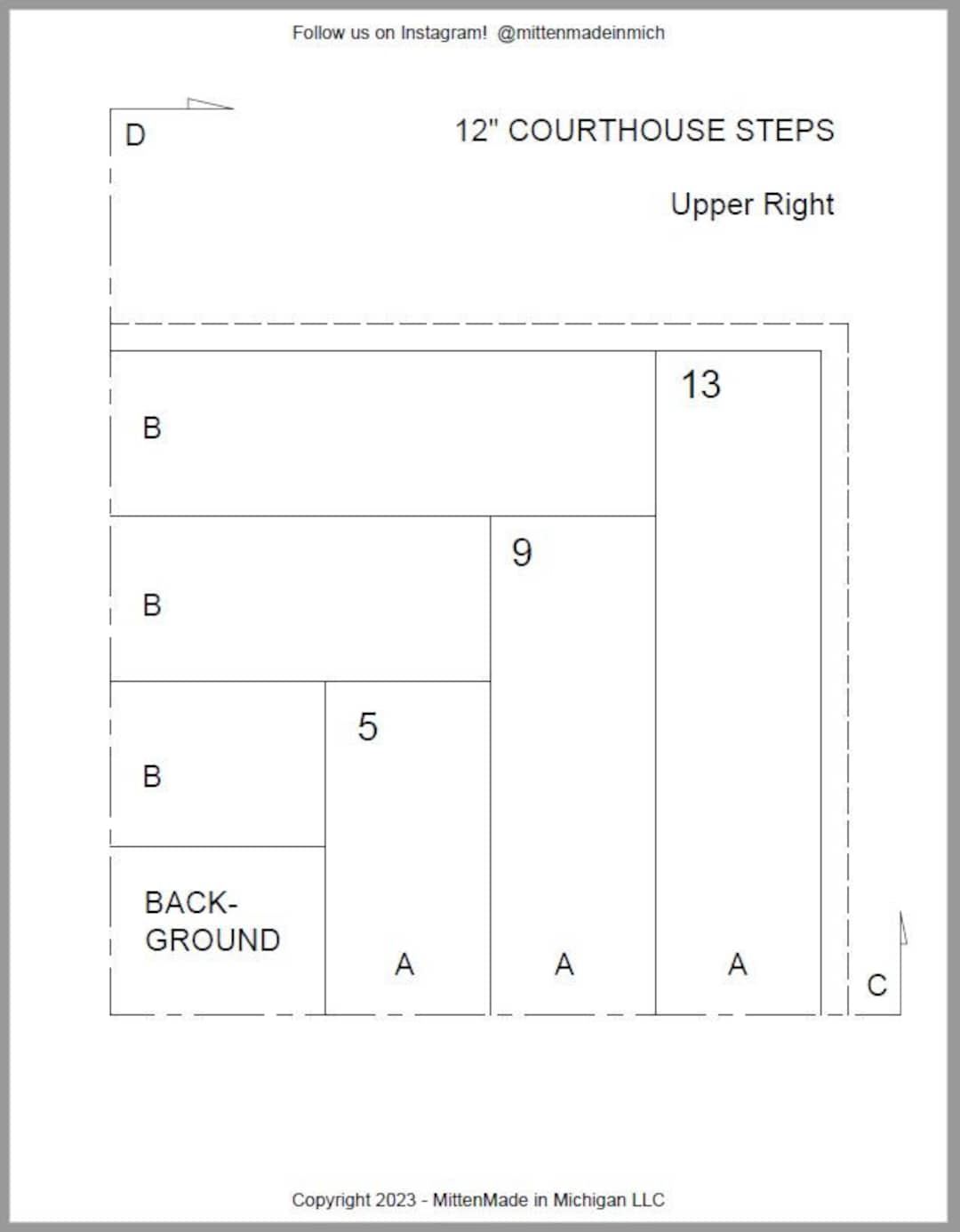 FPP - Print Your Own - 12" Courthouse Steps Block - Foundation Paper ...