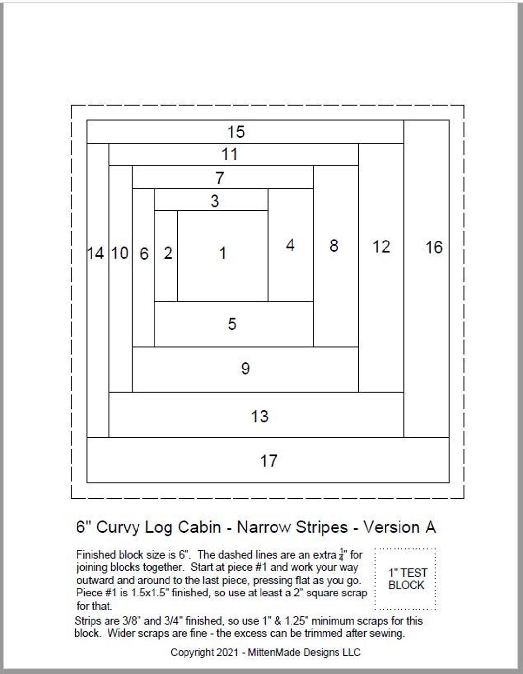 FPP - Print Your Own - 6" CURVY Log Cabin Block (2 Versions ...