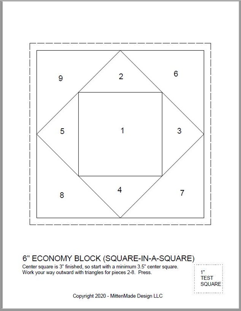 FPP Economy Block square-in-a-square Three Sizes - Etsy